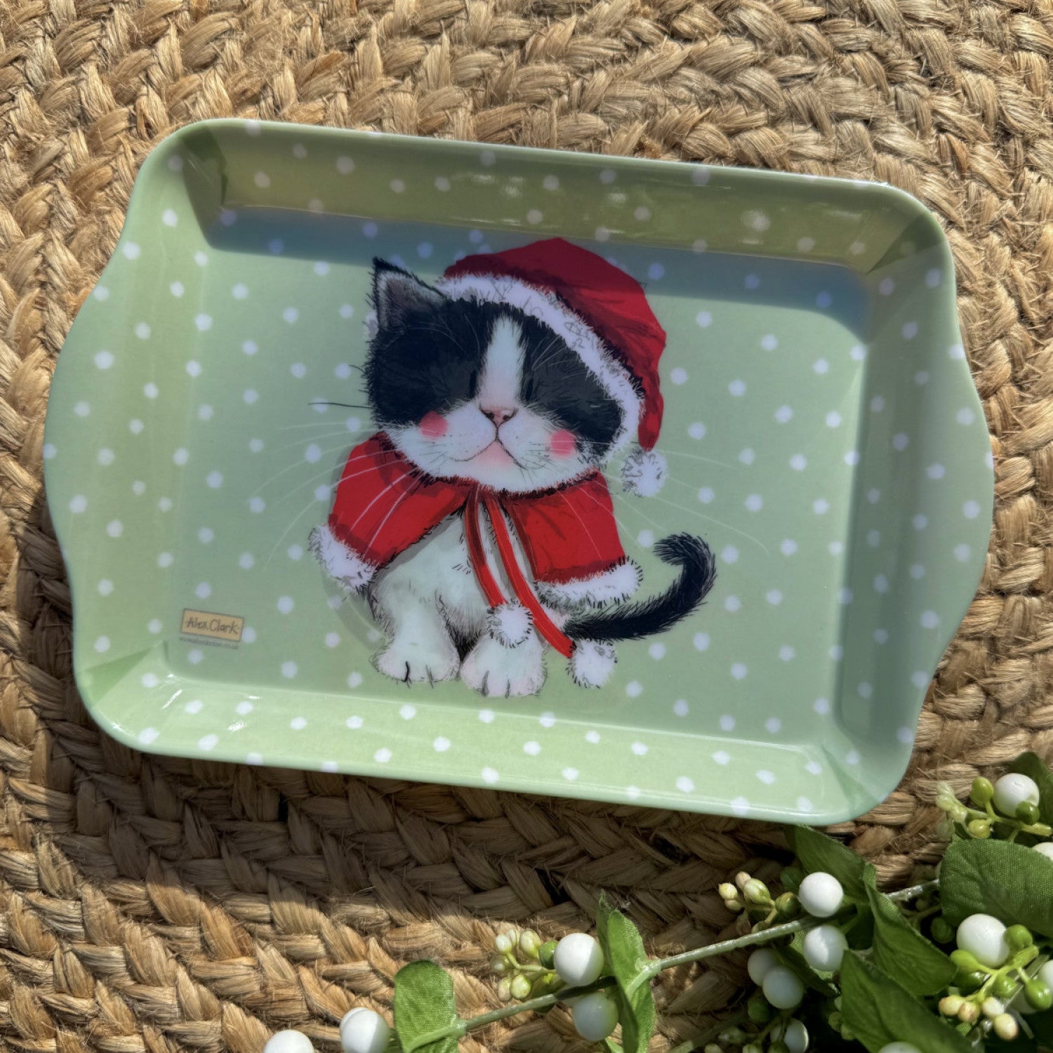 Alex Clark Christmas Kitten Small Melamine Tray | Anna Davies