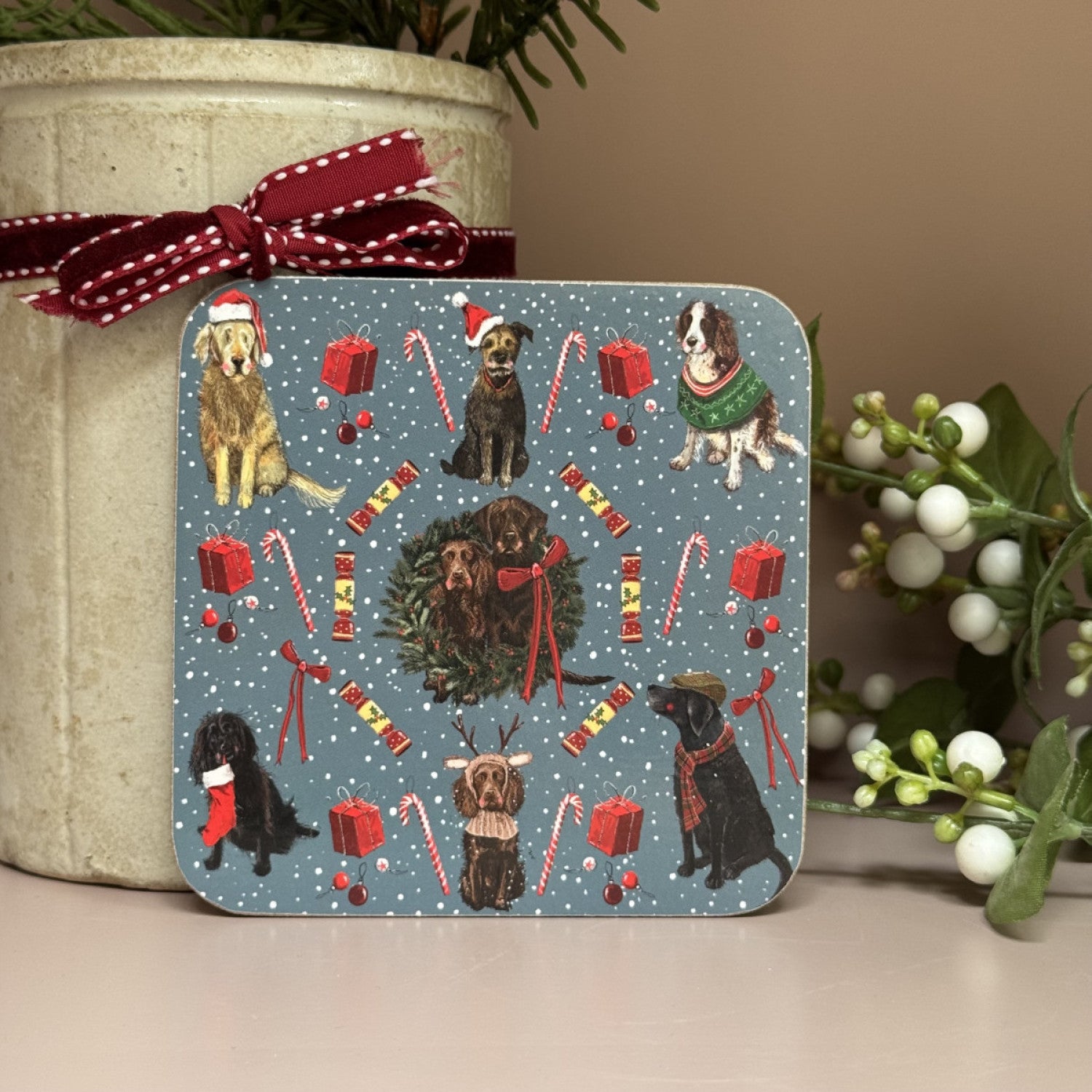 Alex Clark Christmas Dogs Coaster | Anna Davies