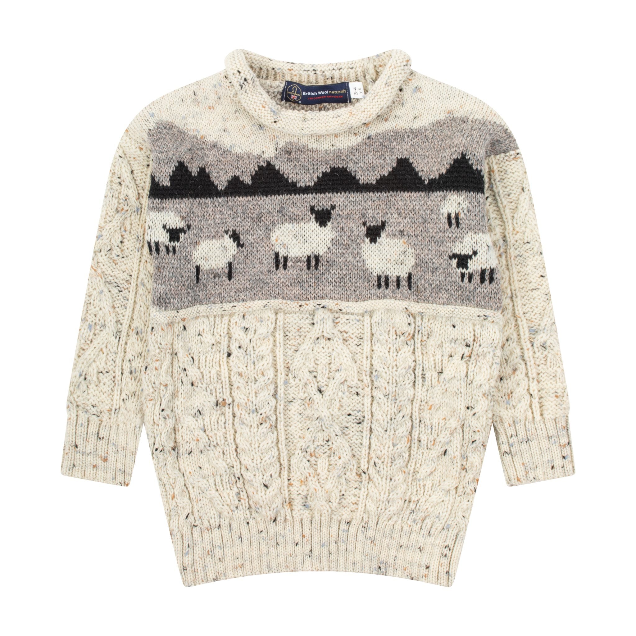 J M Cooper Children's Sheep Scene Tunic in Aran Nepp | Anna Davies